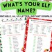 What's Your Elf Name Printable Game, Elf Name Game, Christmas Elves ...