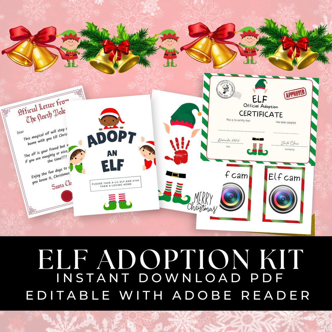 Editable Elf Adoption Kit, Adopt an Elf Printable, Elf Certificate ...