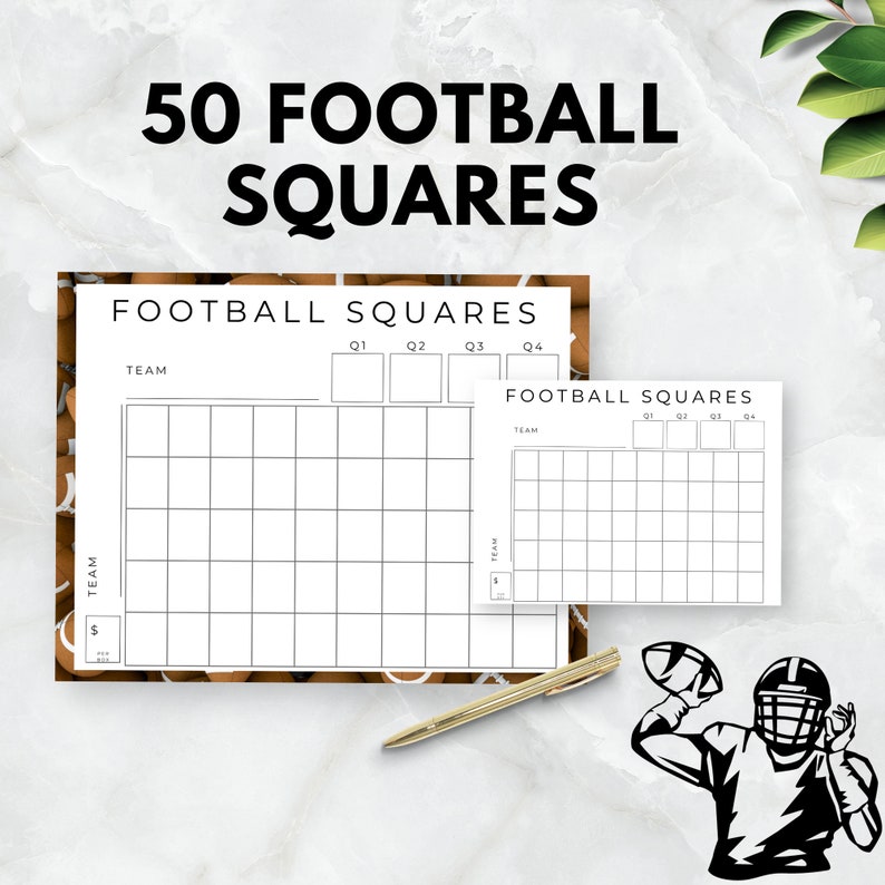 Printable Football Squares Game, Football Square Grid, Football ...
