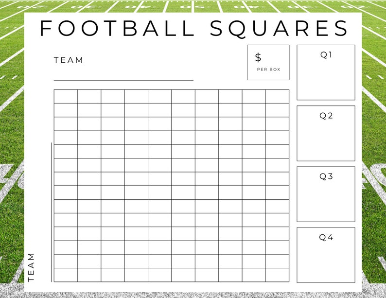 Football Squares Game Printable Football Square Grid - Etsy