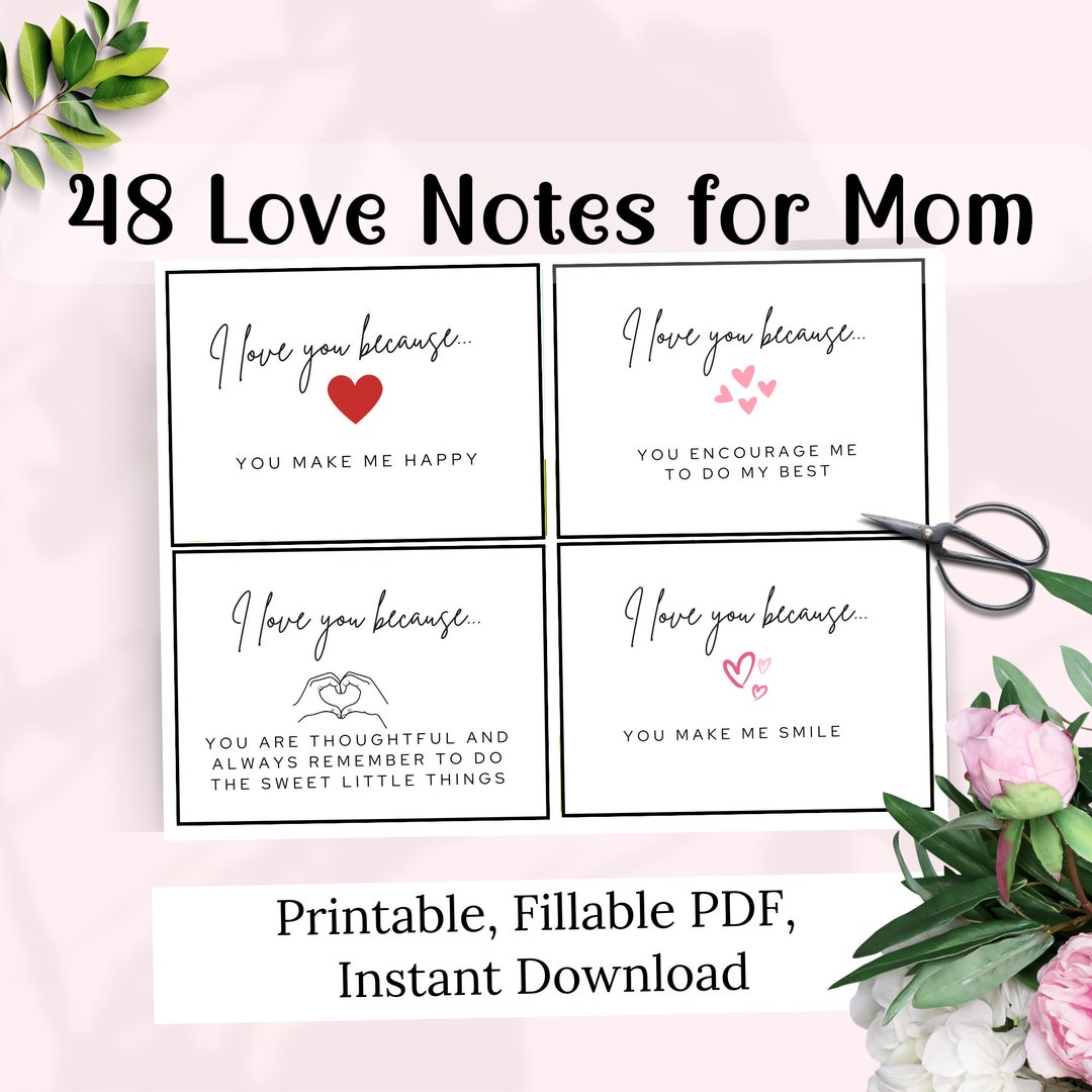 Mother’s Day Love Notes Printable, Love Notes Cards, Custom Love ...
