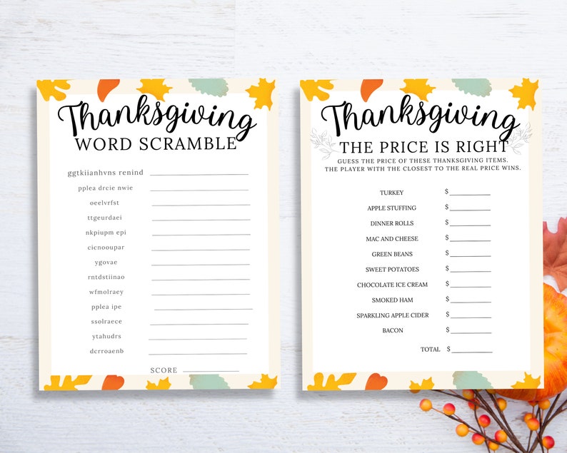 Printable Thanksgiving Game Bundle Instant Download, Family ...