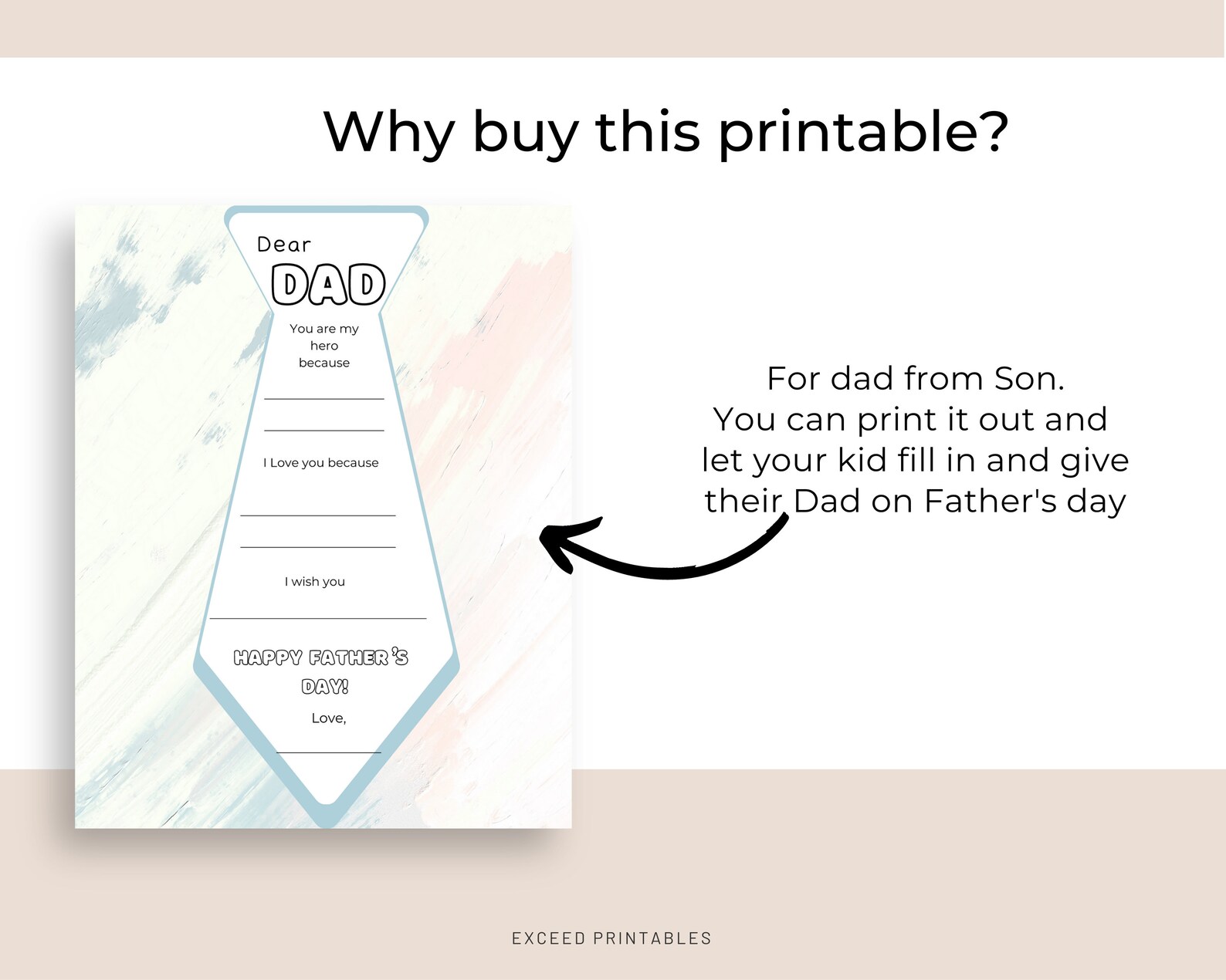 Father's Day Necktie Letter Prompt, Printable Father's Day ...