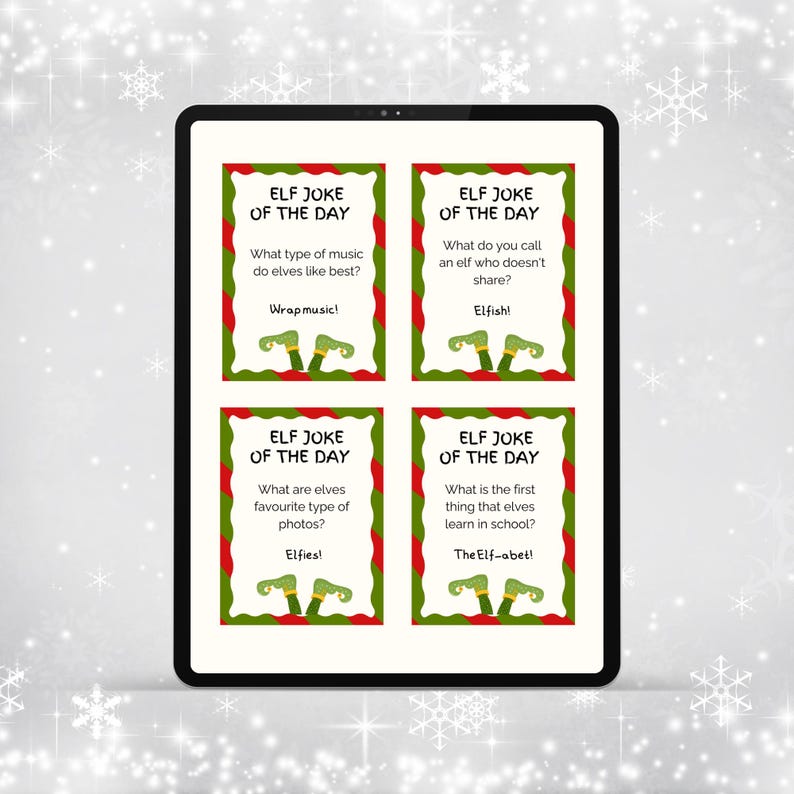 Elf Jokes Printable Cards, 24 Fun Elf Jokes for Kids, Holiday Activity ...