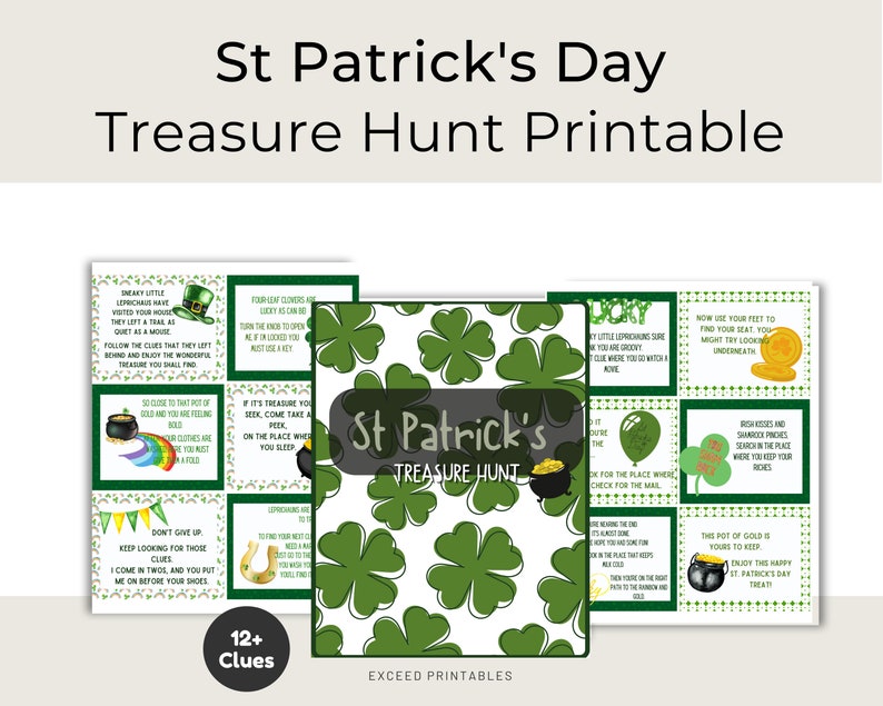 St Patrick's Day Treasure Hunt, St Patrick's Day Printable Game for the ...