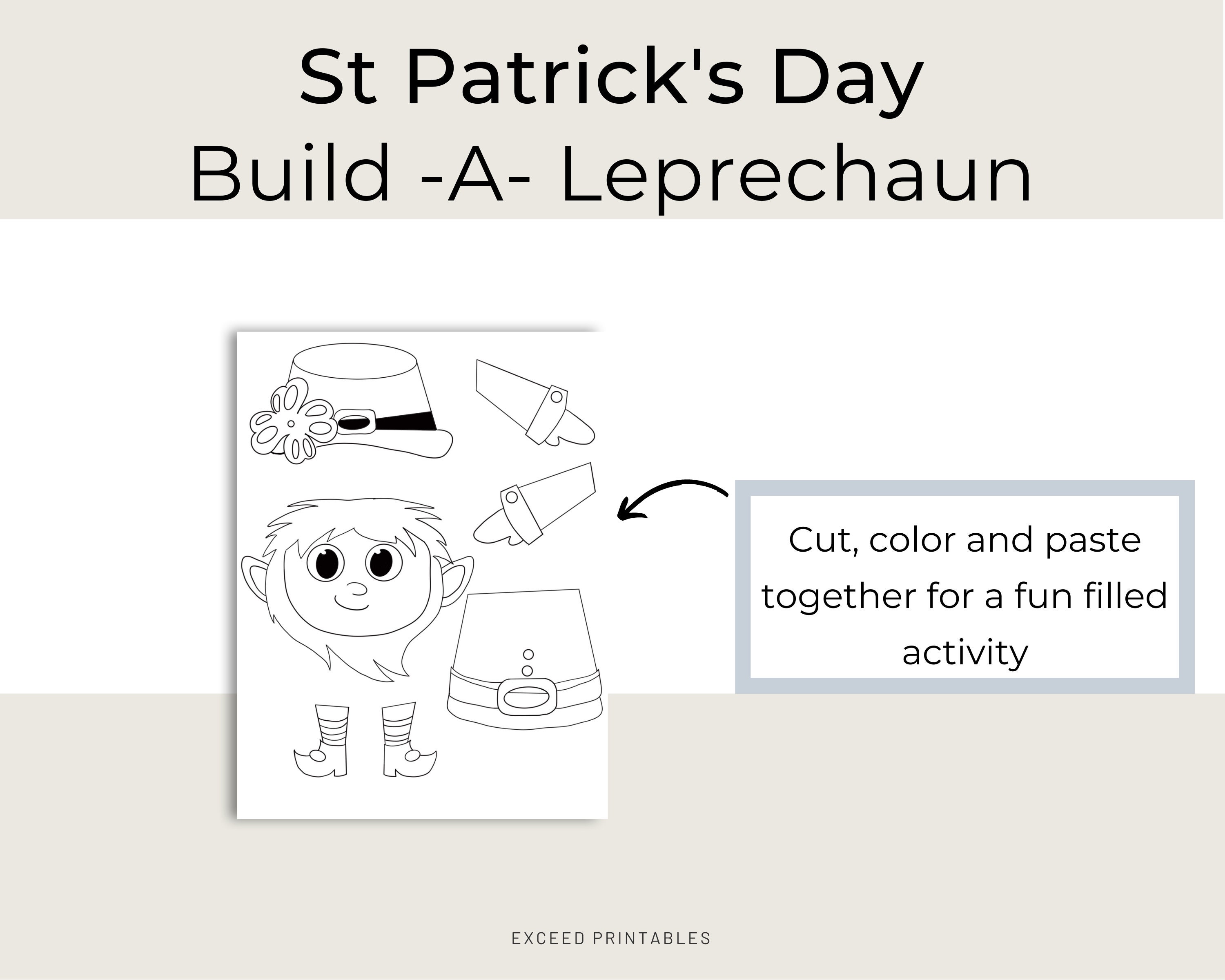 St Patrick's Day Build A Leprechaun Printable, Cut, Paste and Color ...