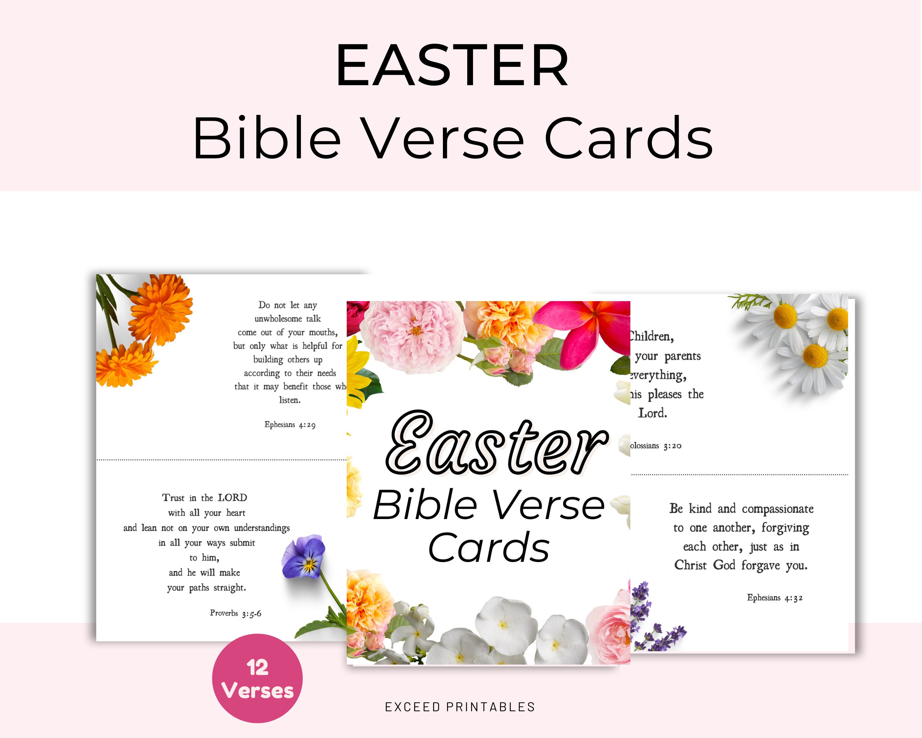 Printable Easter Bible Verse Cards for the Family, Digital Scriptures ...