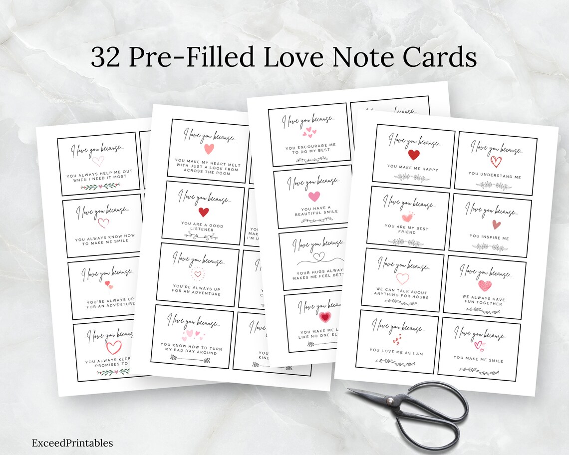 Reasons Why I Love You Mom Cards, Printable Love Notes for Mom ...