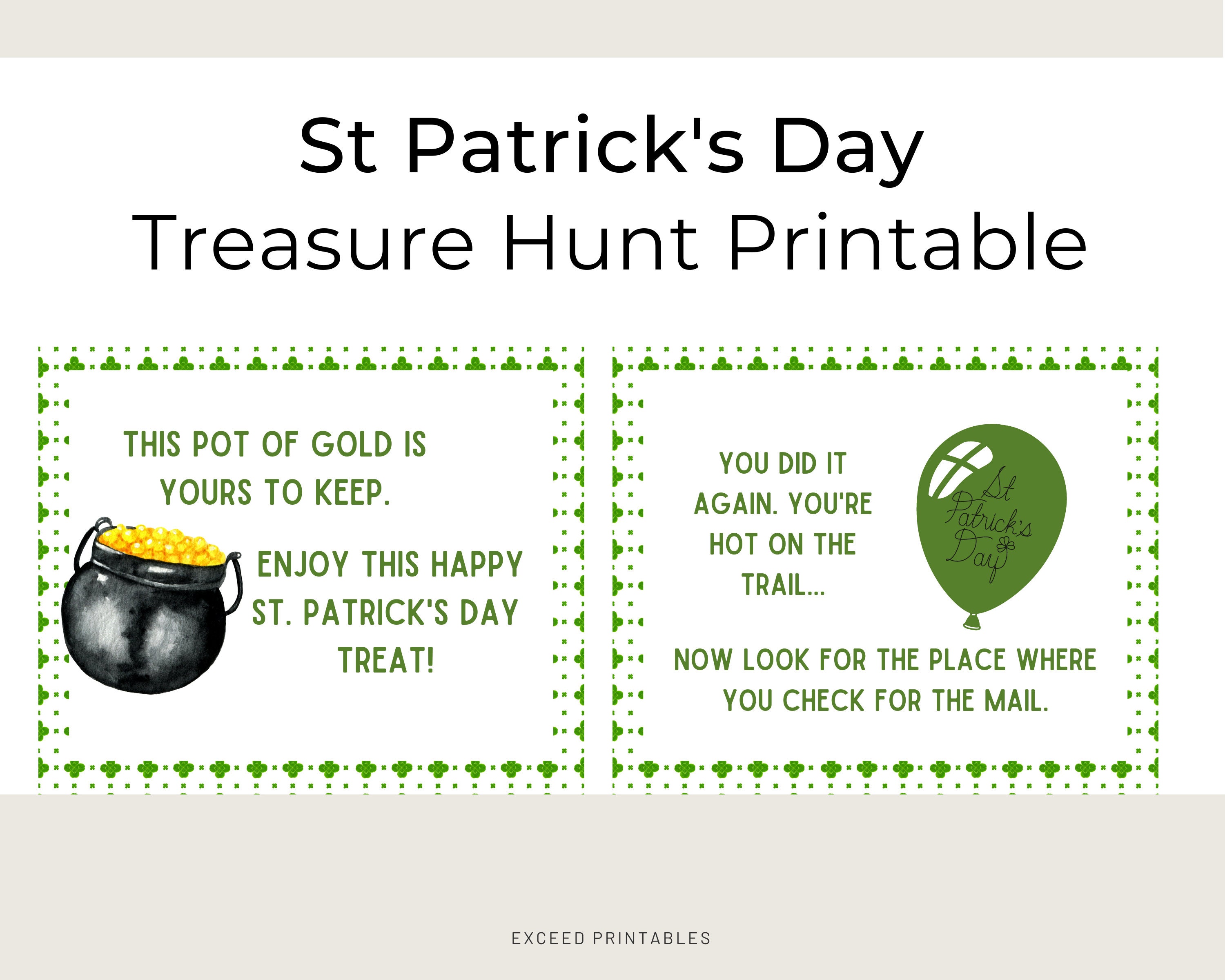 St Patrick's Day Treasure Hunt, St Patrick's Day Printable Game for the ...