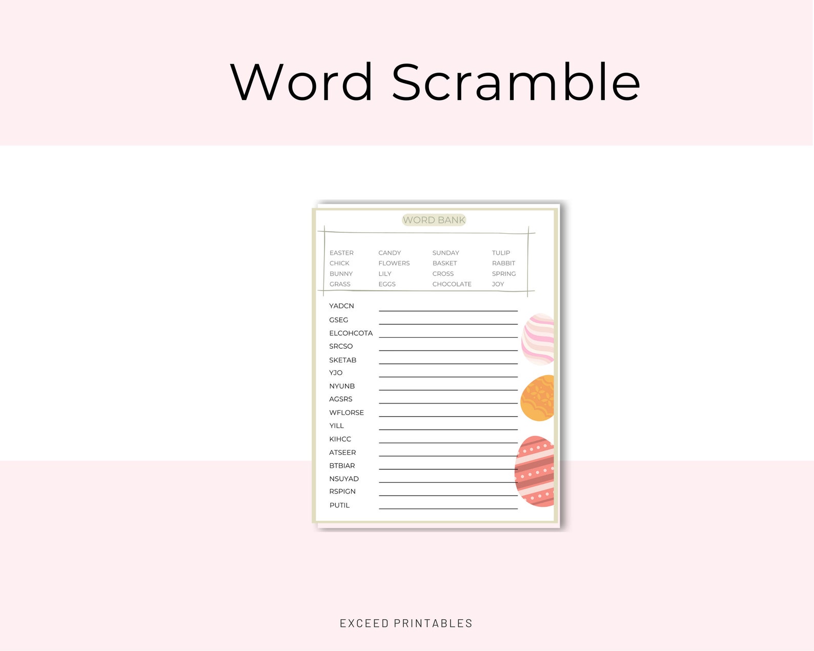 Easter Day Activity Pack Bundle for the Family, Word Search, Word ...