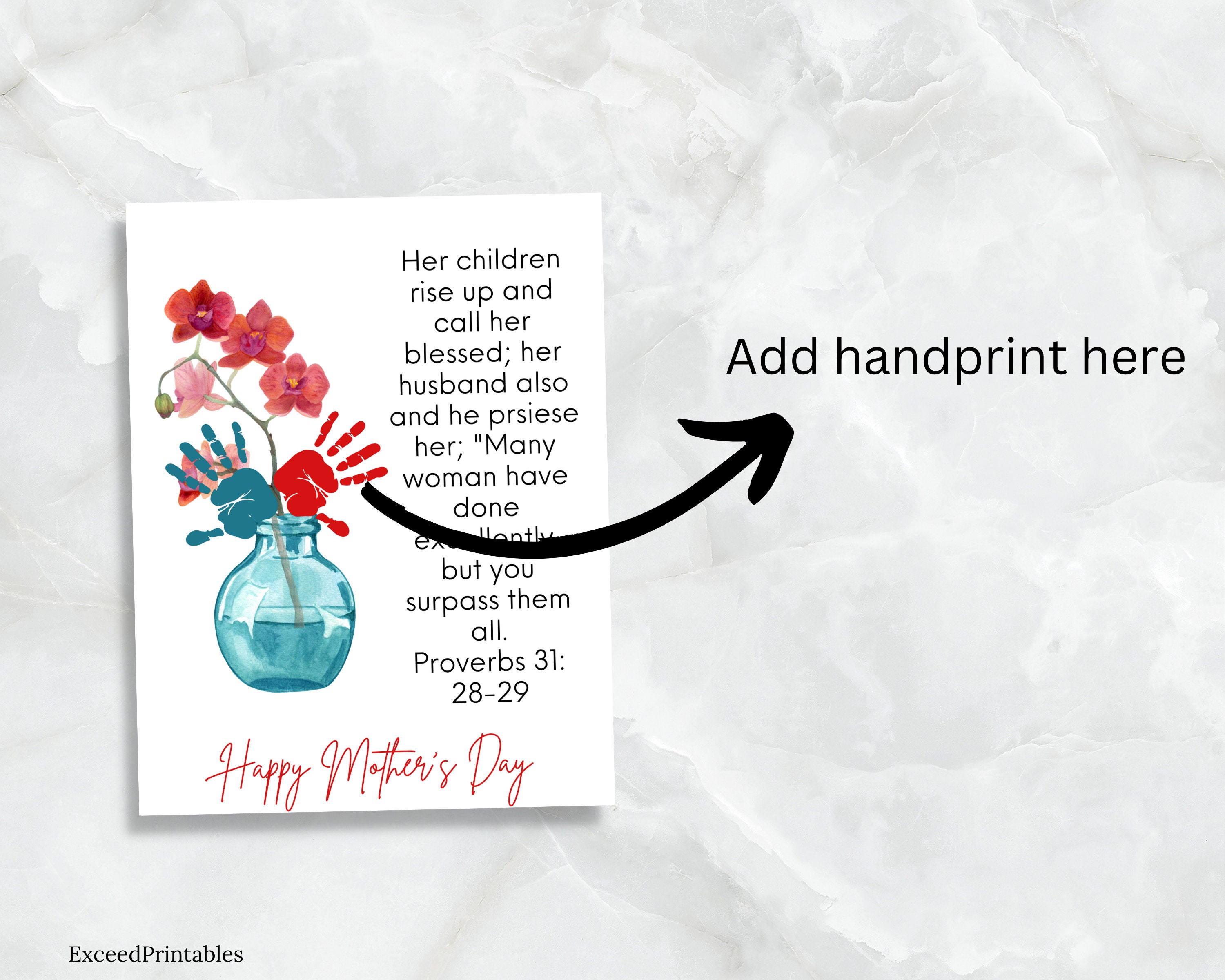 Mothers Day Bible Verse Handprint Art Bundle, Mothers Day Handprint ...