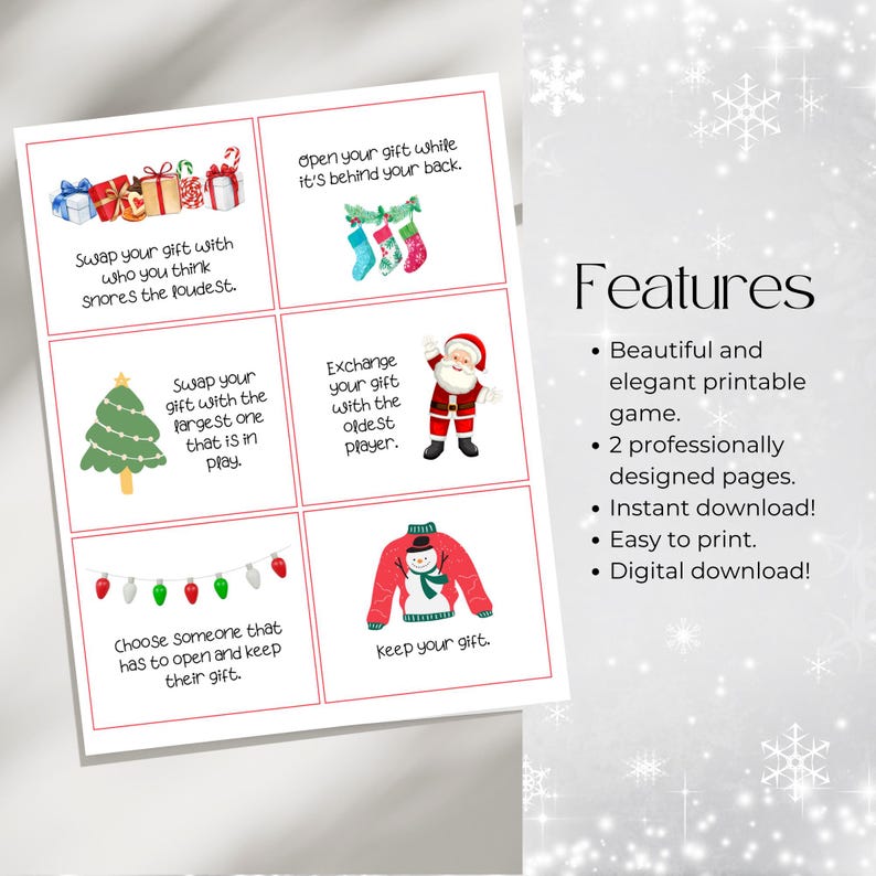 Christmas Gift Exchange Game, White Elephant Gift Exchange Game, Pass ...