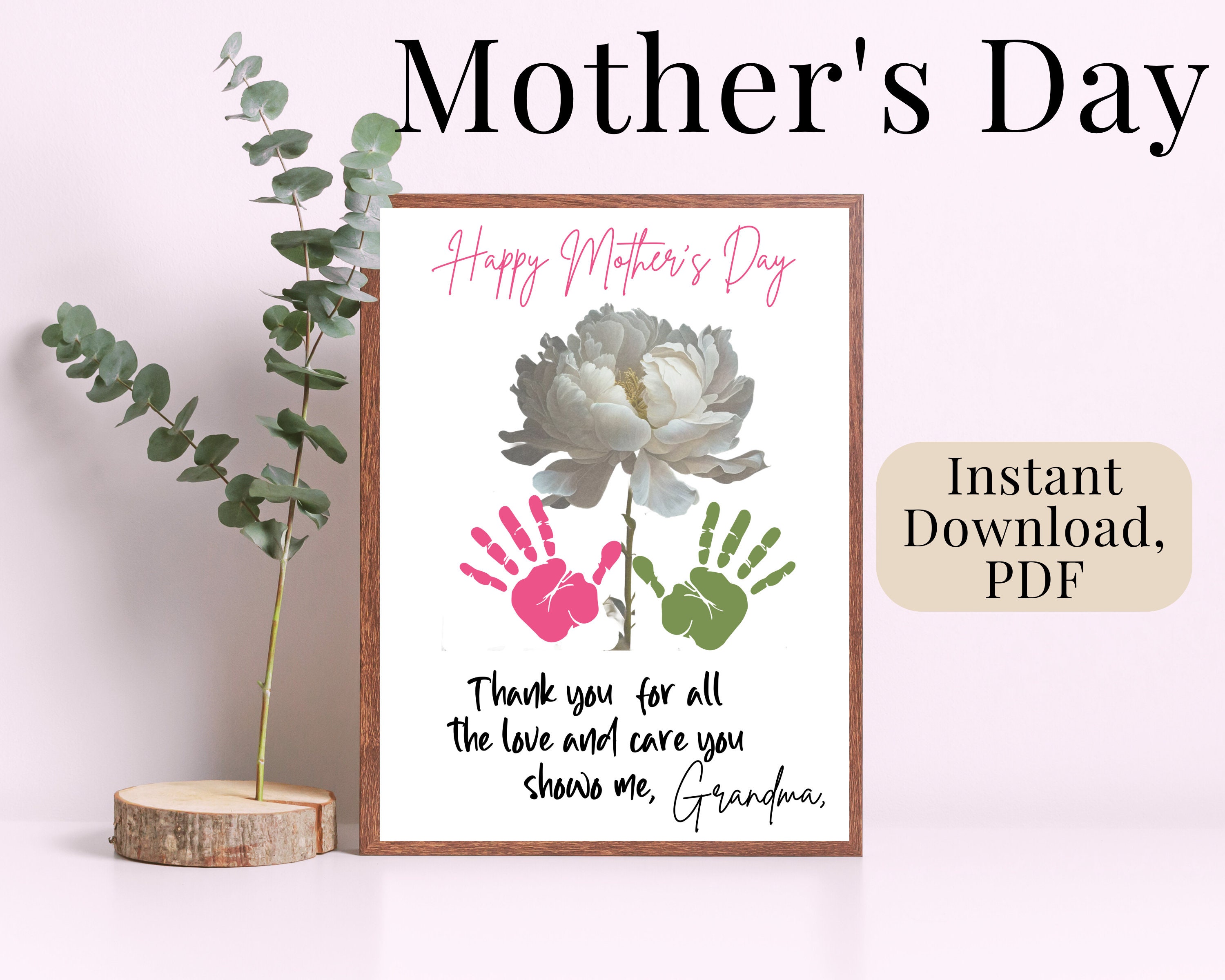 Grandma Handprint Art Bundle, Custom Grandma Art Print, Nana Handprint ...