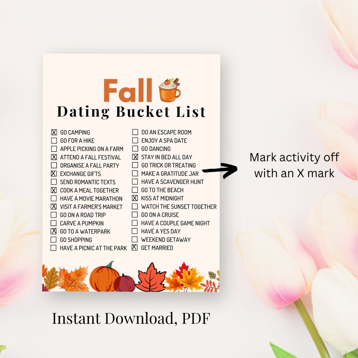Fall Dating Bucket List for Couples, Fall Bucket List Printable, Autumn ...