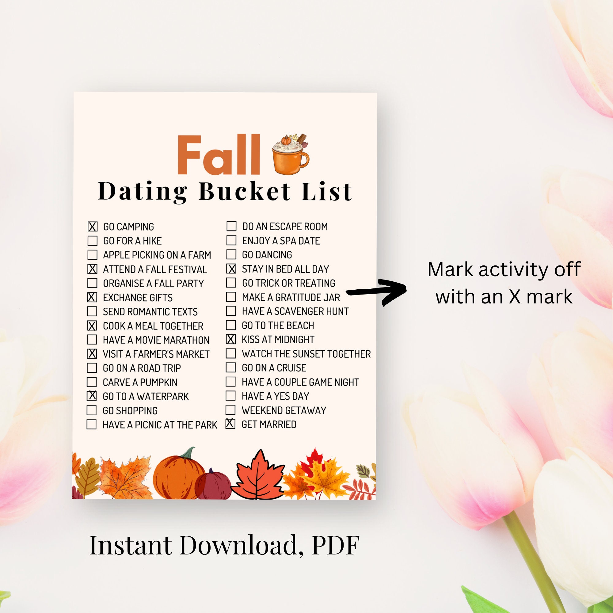 Fall Dating Bucket List for Couples, Fall Bucket List Printable, Autumn ...