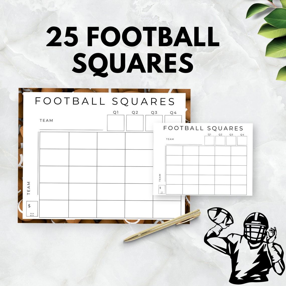 Football Squares Game Printable Football Square Grid - Etsy