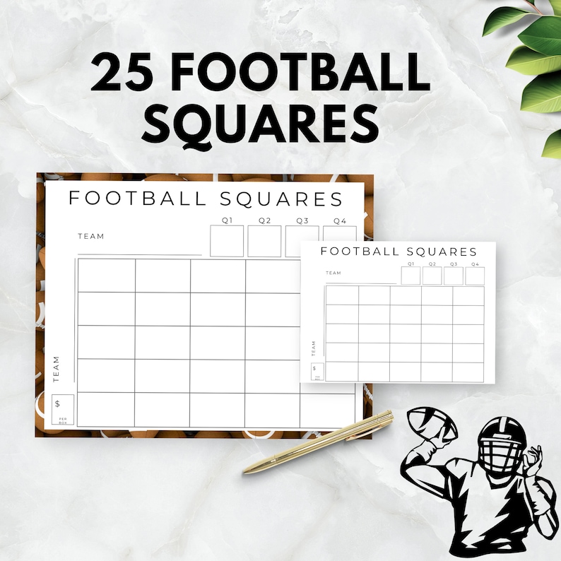 Printable Football Squares Game, Football Square Grid, Football ...