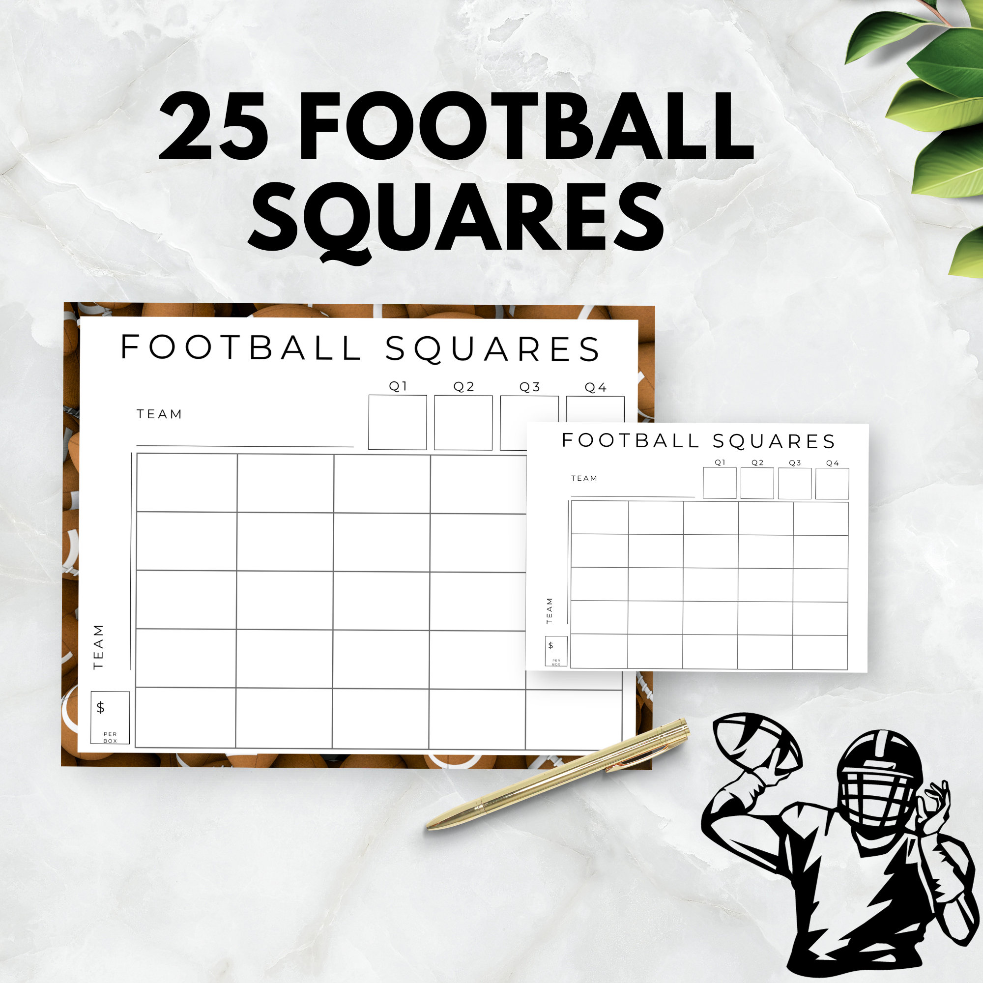 Football Squares Game Printable Football Square Grid - Etsy