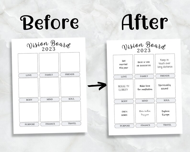 Minimalist 2023 Vision Board Printable, Simple Manifestation Dream ...