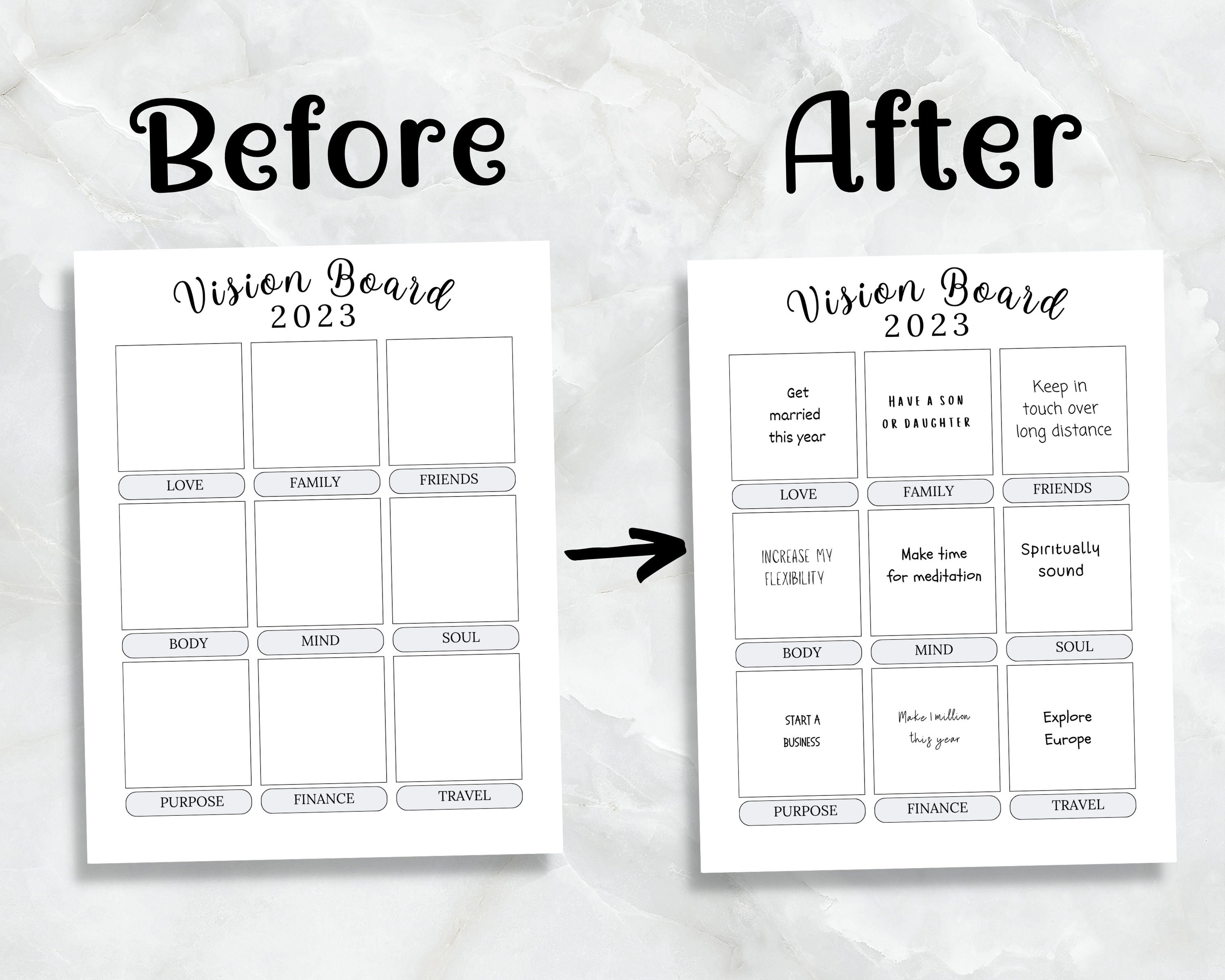 Minimalist 2023 Vision Board Printable, Simple Manifestation Dream ...