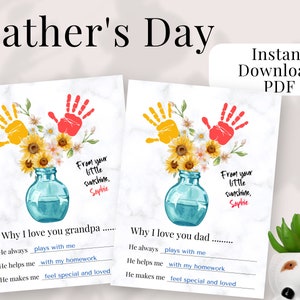 Sunflower Fathers Day Handcraft Printable, Printable Fathers Day Flower ...