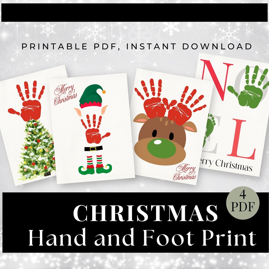 Christmas Handprint Footprint Craft Bundle Christmas Craft - Etsy