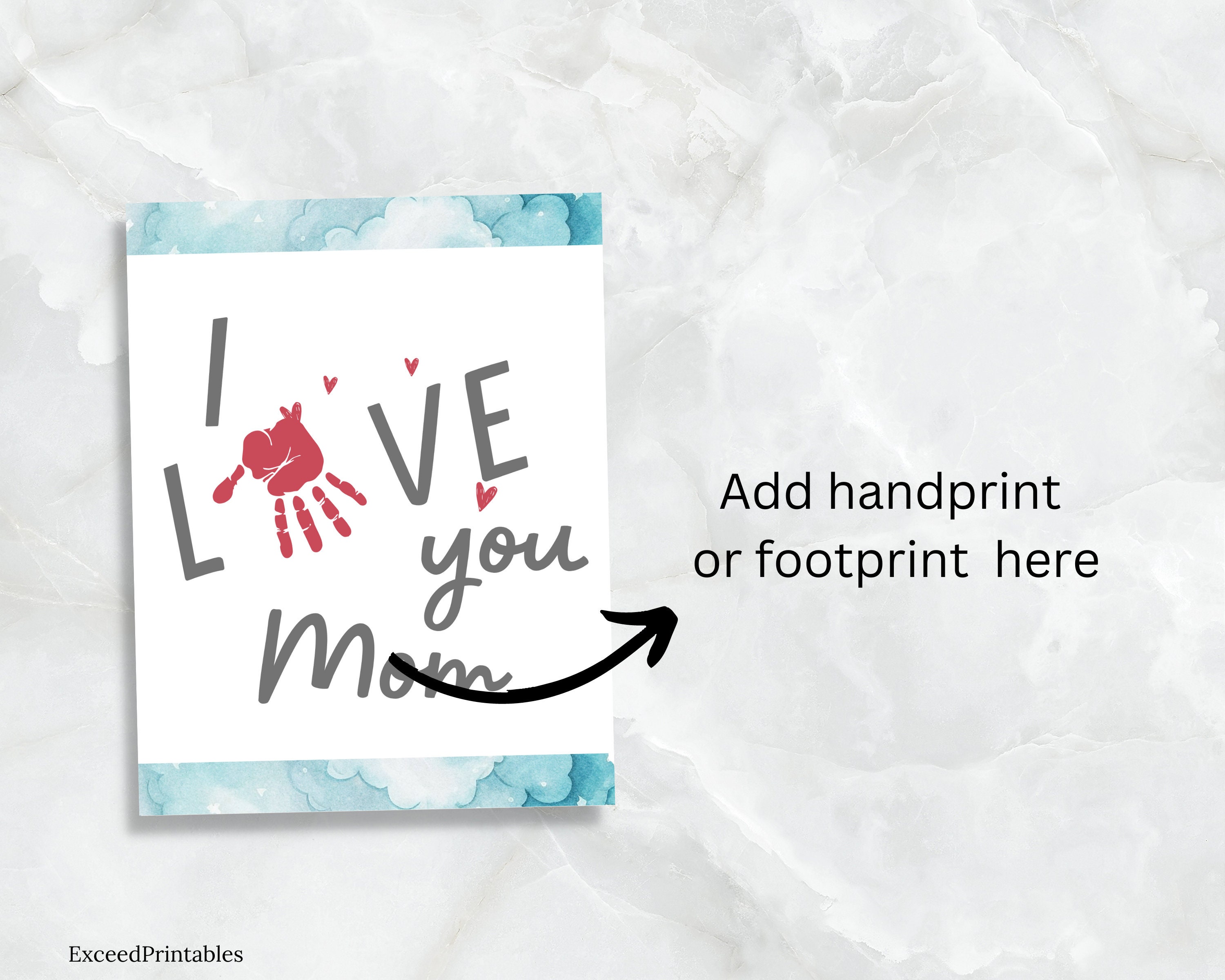 I Love You Mothers Day Handprint, Custom Mothers Day Art Print ...