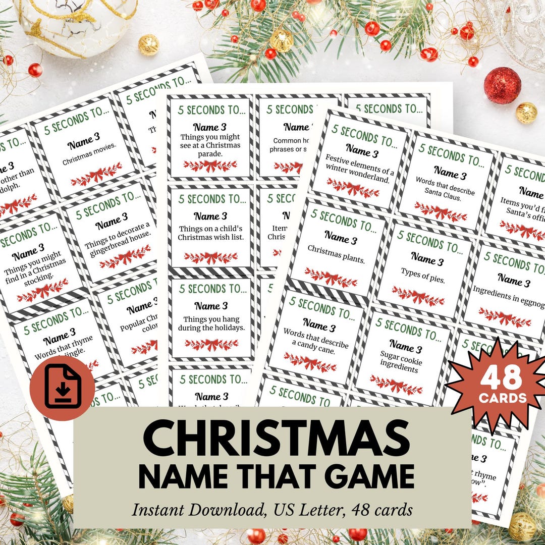 Five Second Rule Christmas Game, Printable Trivia Game, Fun Holiday ...