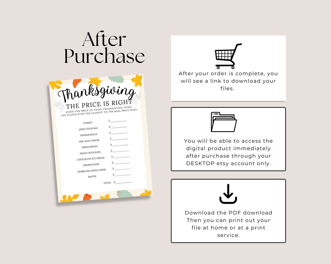 Printable Thanksgiving the Price is Right, the Price is Right ...