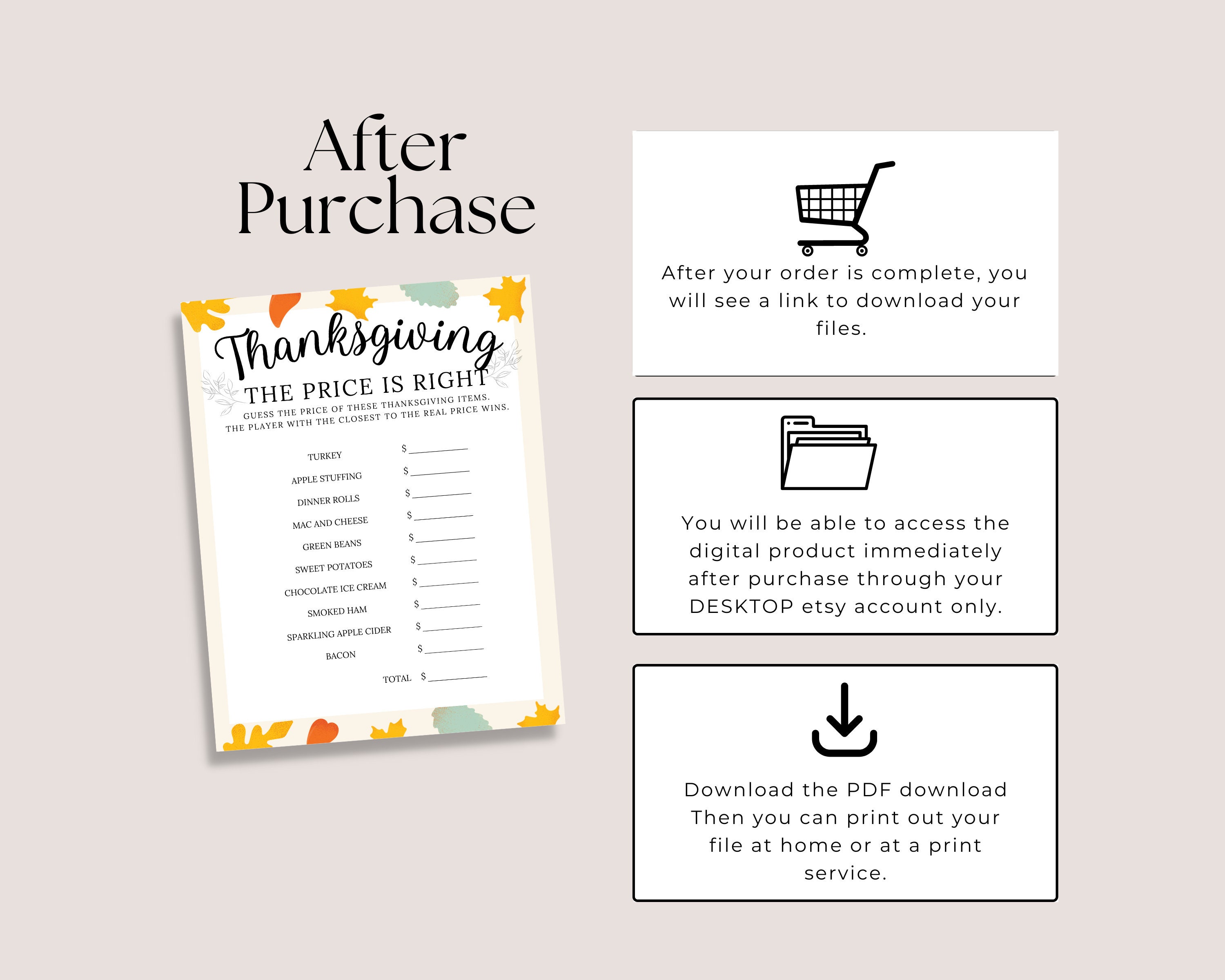 Printable Thanksgiving the Price is Right, the Price is Right ...