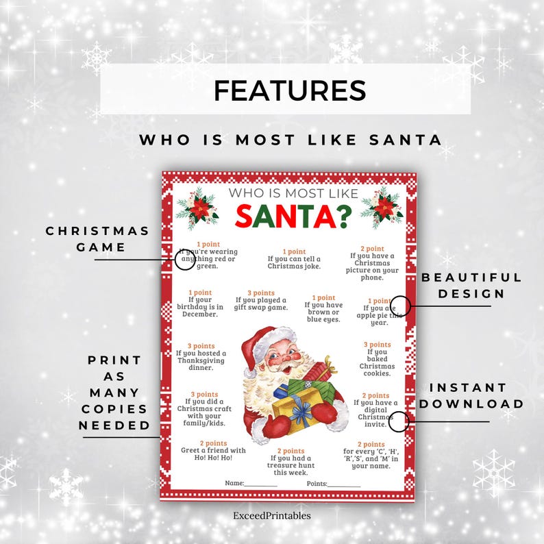 Who is Most Like Santa Game, Fun Christmas Party Game, Holiday ...
