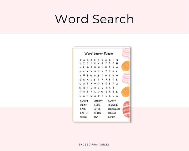 Easter Day Activity Pack Bundle for the Family, Word Search, Word ...