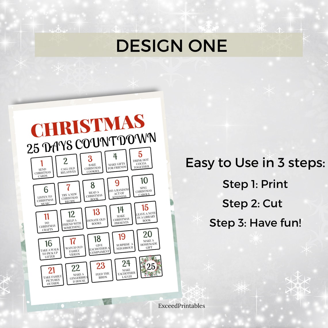 25 Days of Christmas Printable, Christmas Advent Activity Calendar ...