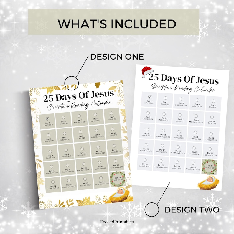 25 Christmas Bible Cards Printable, Christmas Advent Scripture Calendar ...