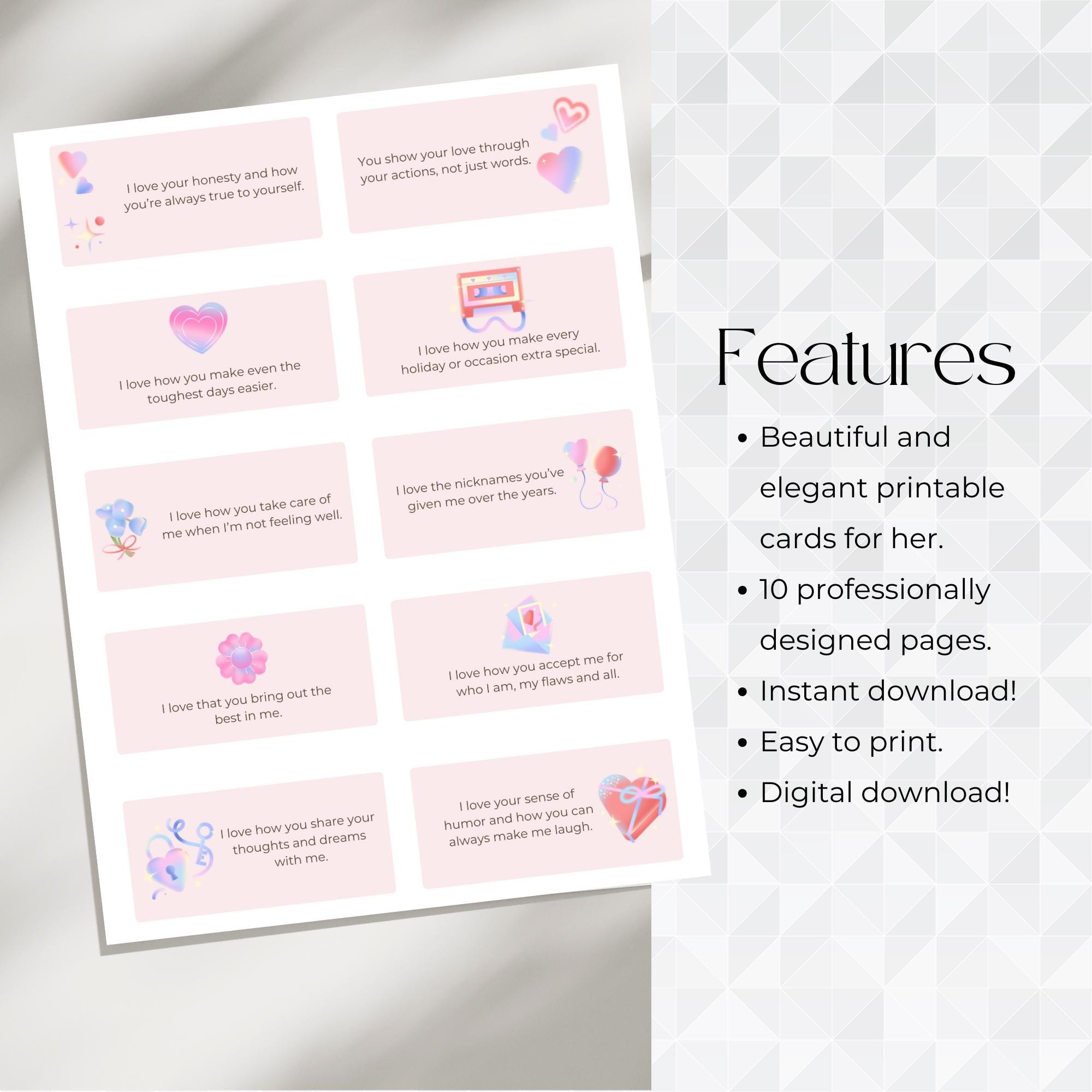 100 Reasons Why I Love You Printables, DIY Love Jar Gift, Love Notes ...