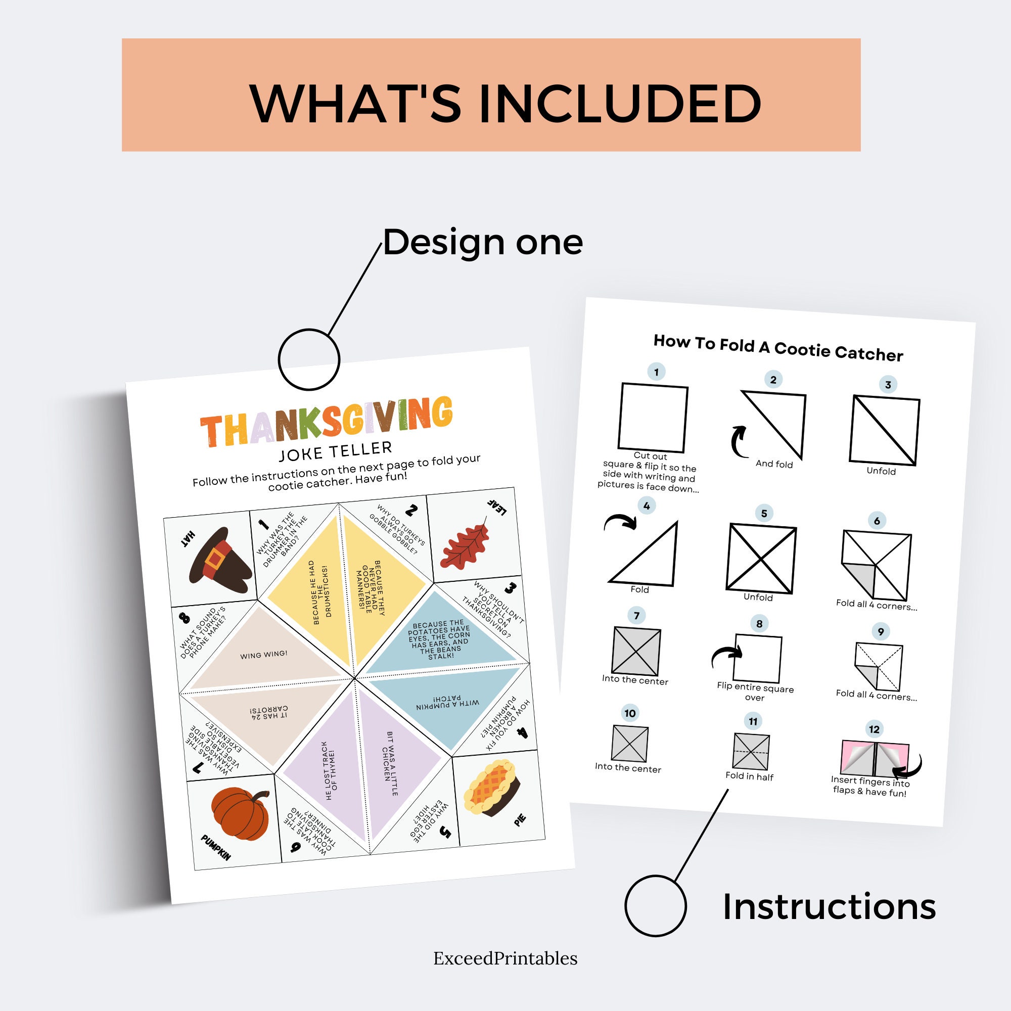 Fall Jokes for Kids Cootie Catcher Printable, Thanksgiving Joke Teller ...