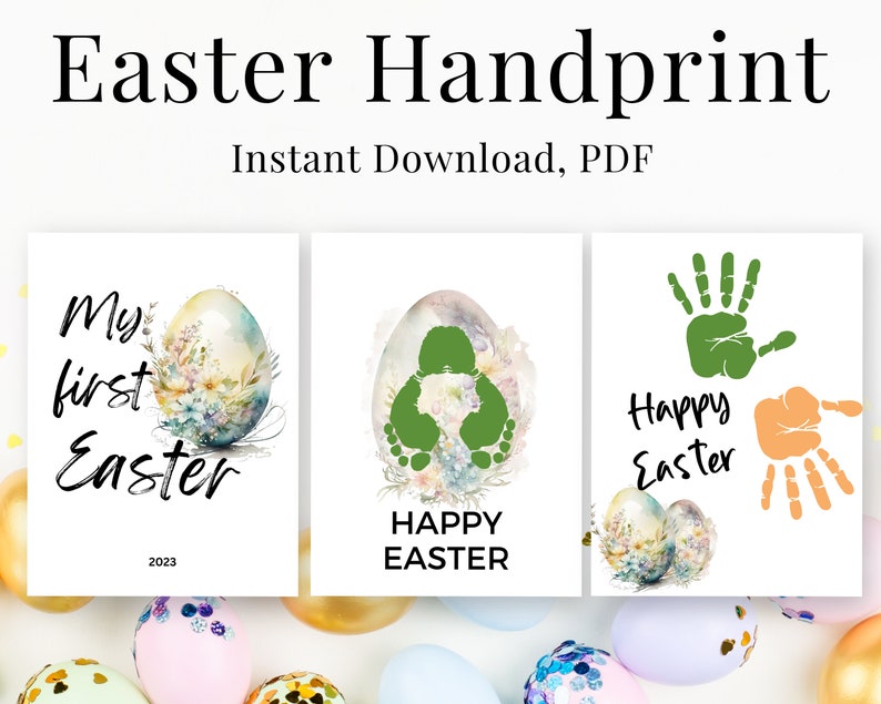 Easter Handprint and Footprint Art, First Easter Handprint Printable ...