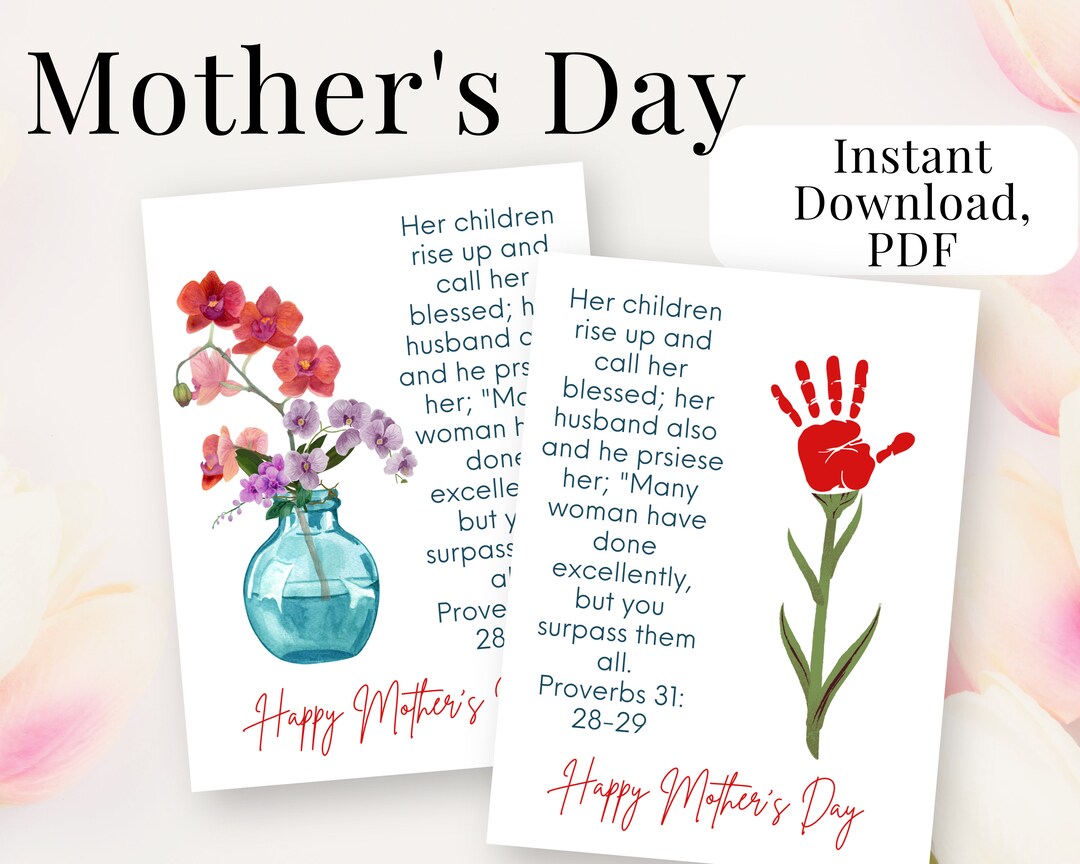 Mothers Day Bible Verse Handprint Art Bundle, Mothers Day Handprint ...