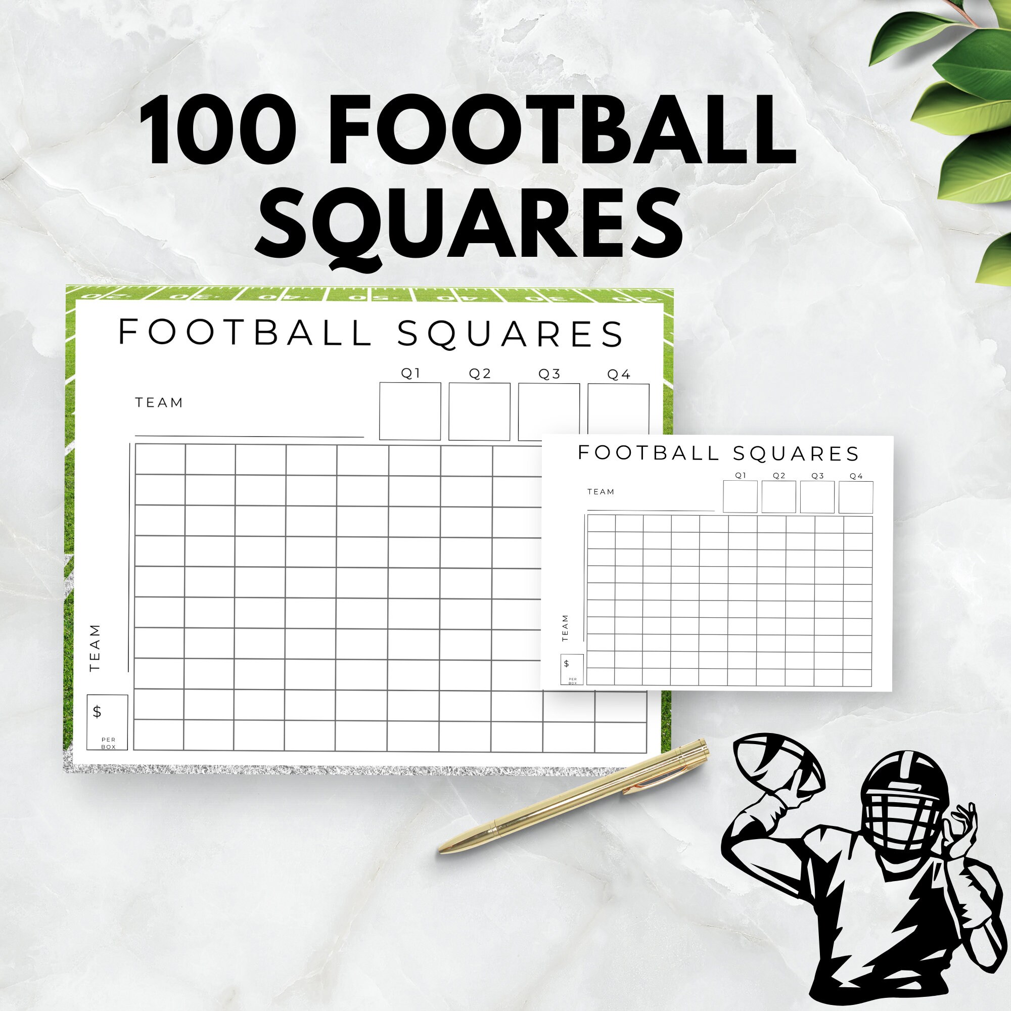 Printable Football Squares Game, Football Square Grid, Football ...