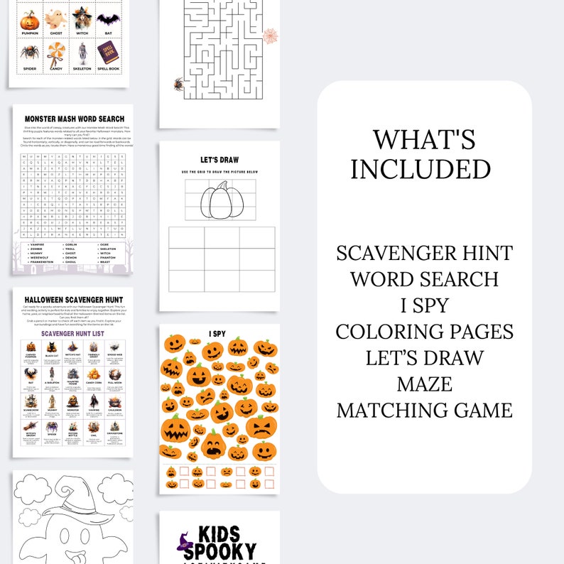 20 Printable Kids Halloween Activities, Halloween Puzzle Bundle ...