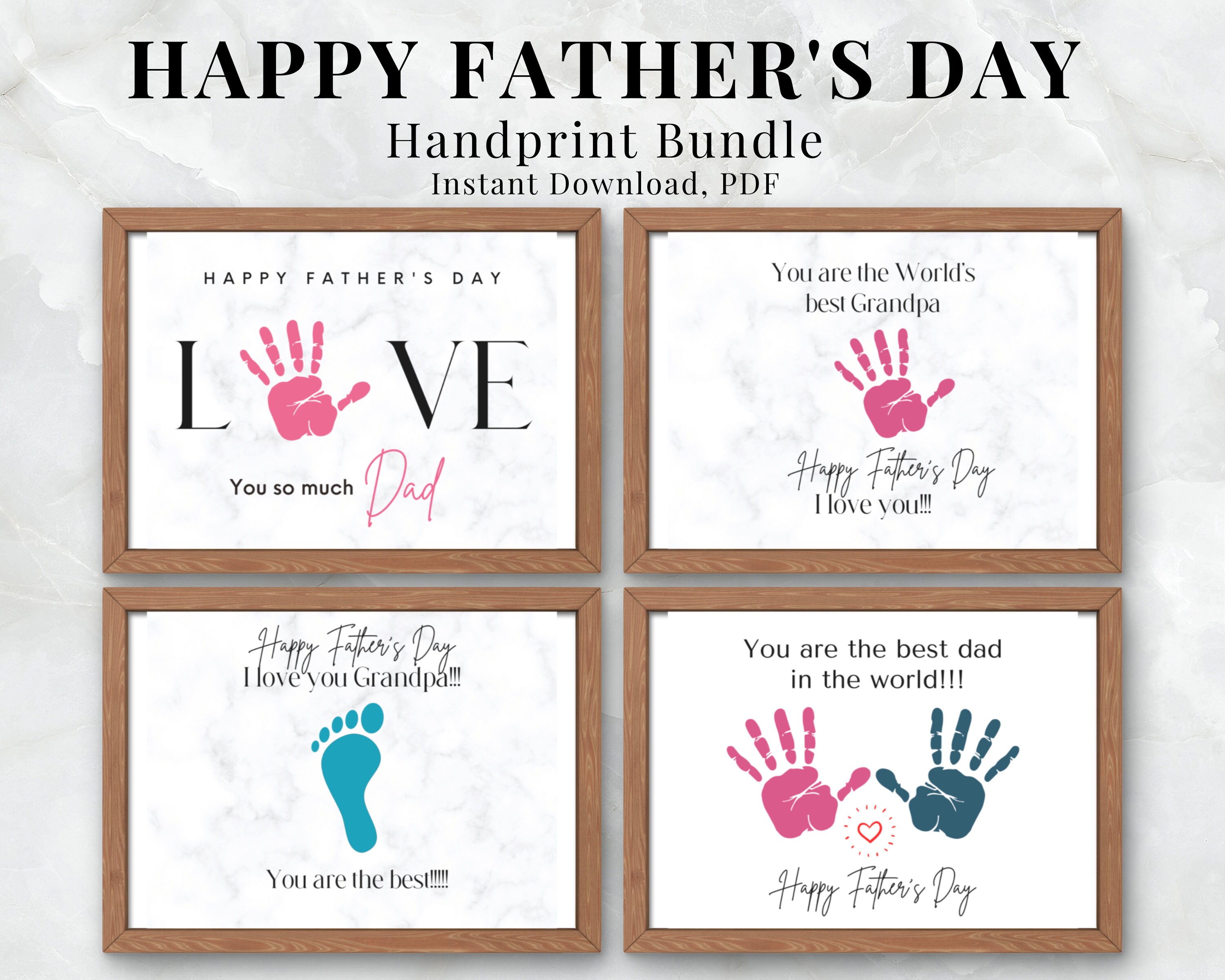 Handprint Fathers Day Gift Bundle, Father Day Handprint Craft Printable ...