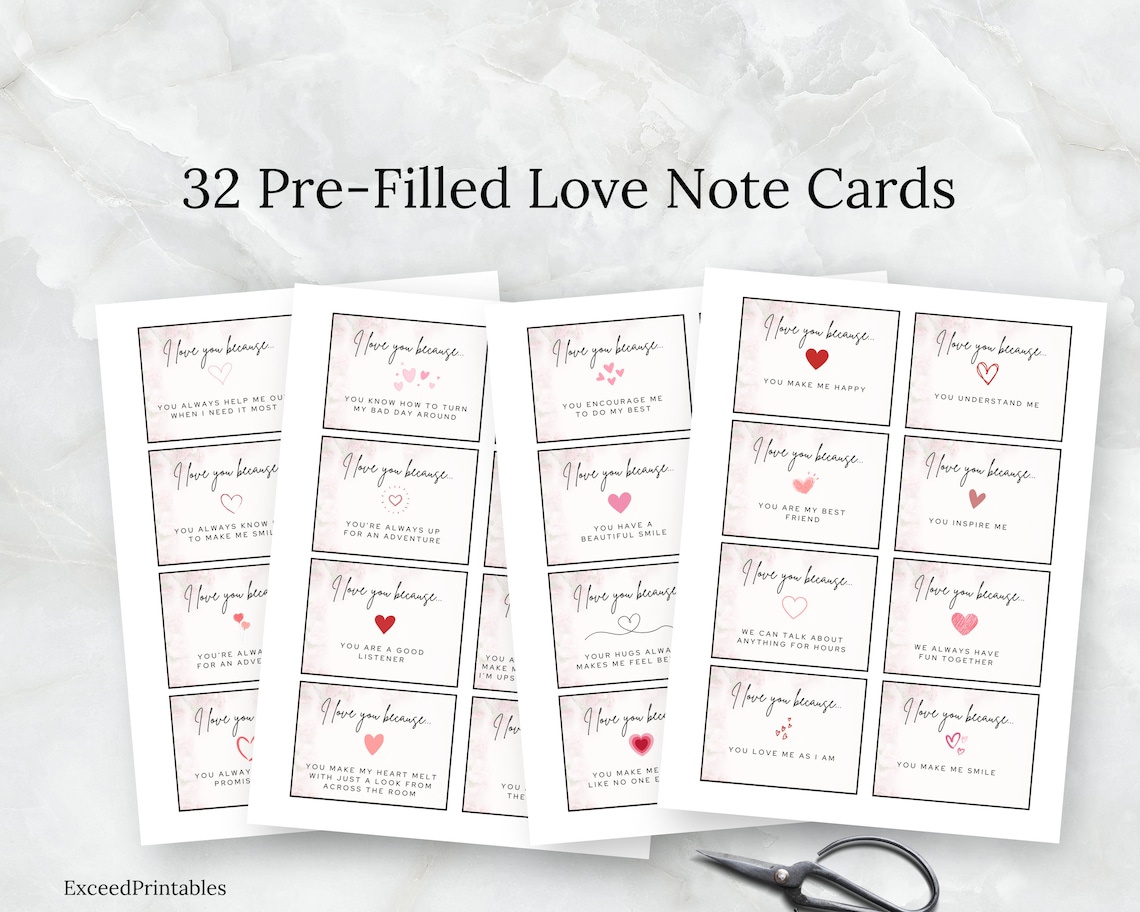 Reasons Why I Love You Mom Cards, Printable Love Notes for Mom ...