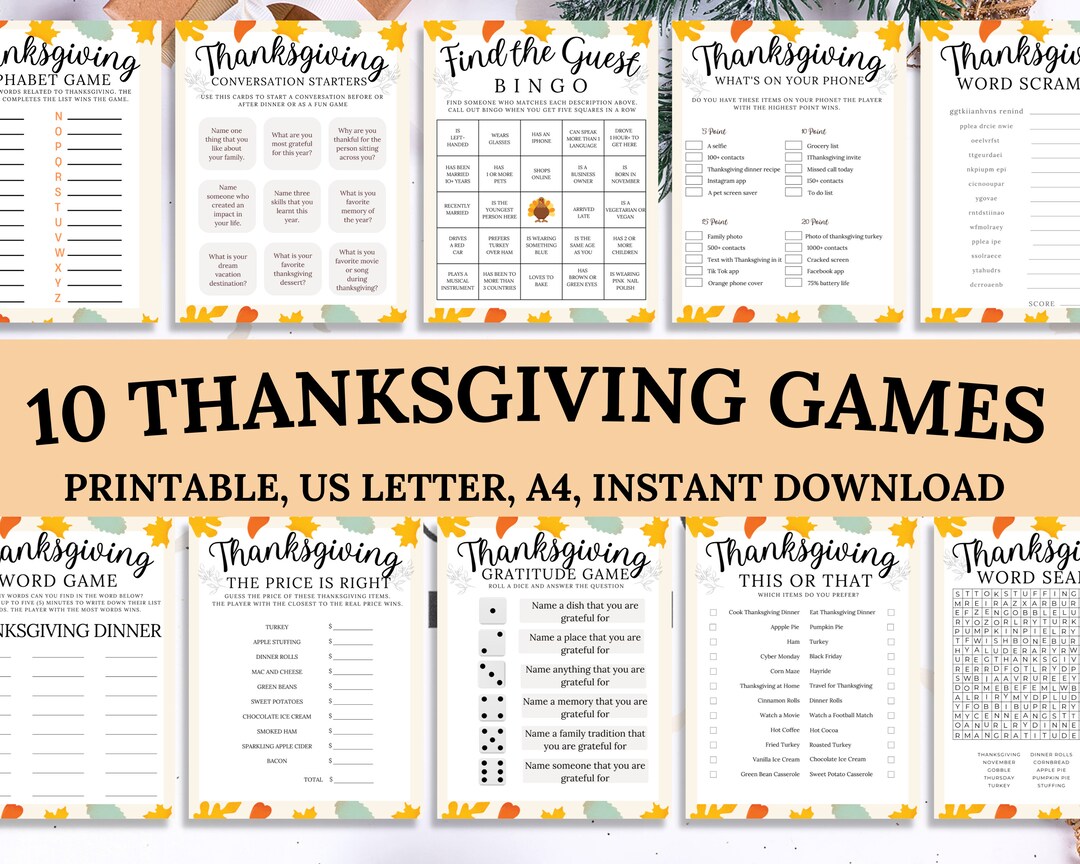 Printable Thanksgiving Game Bundle Instant Download, Family ...