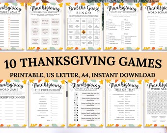 Thanksgiving Game Printable Bundle - Etsy