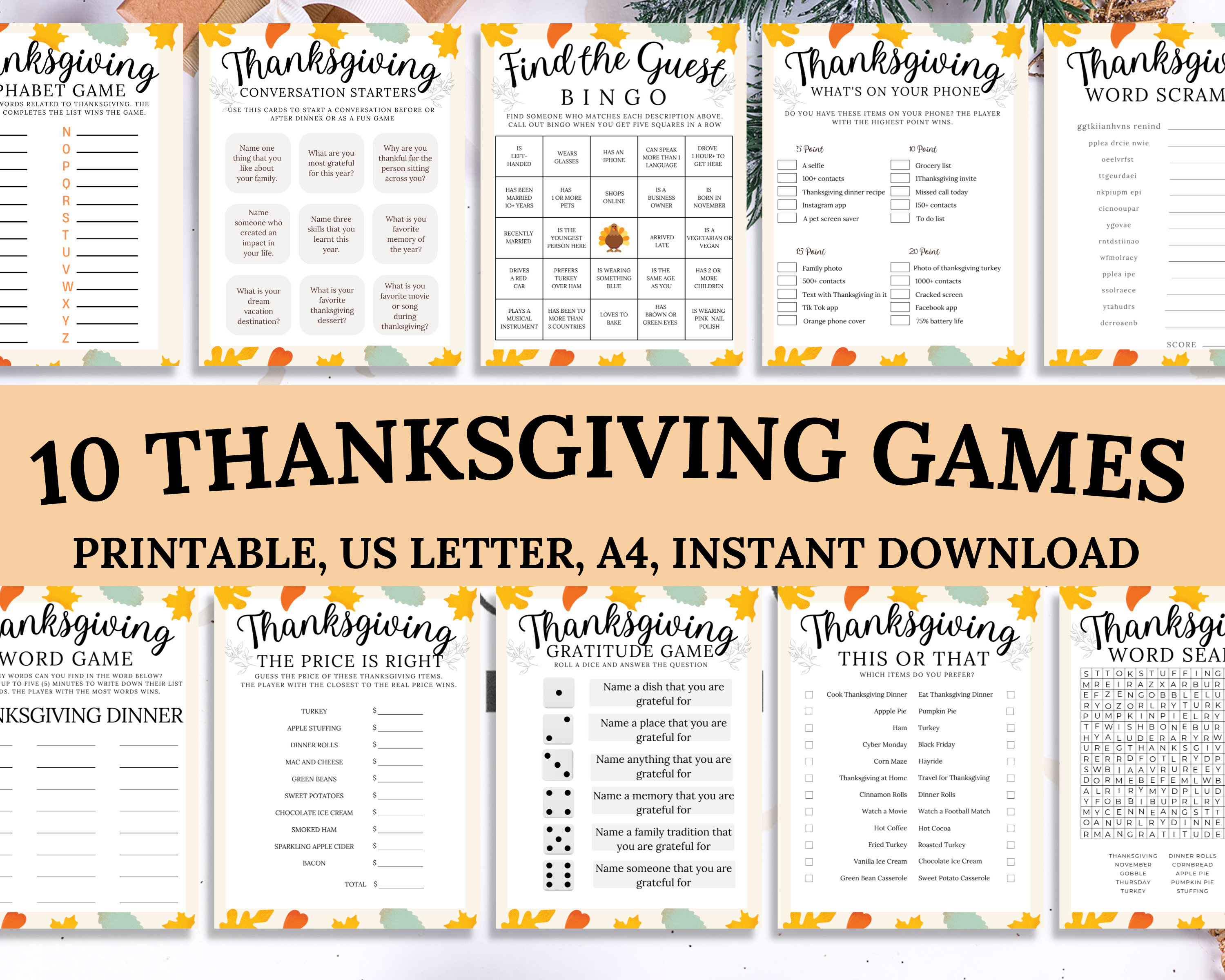 Printable Thanksgiving Game Bundle Instant Download, Family ...