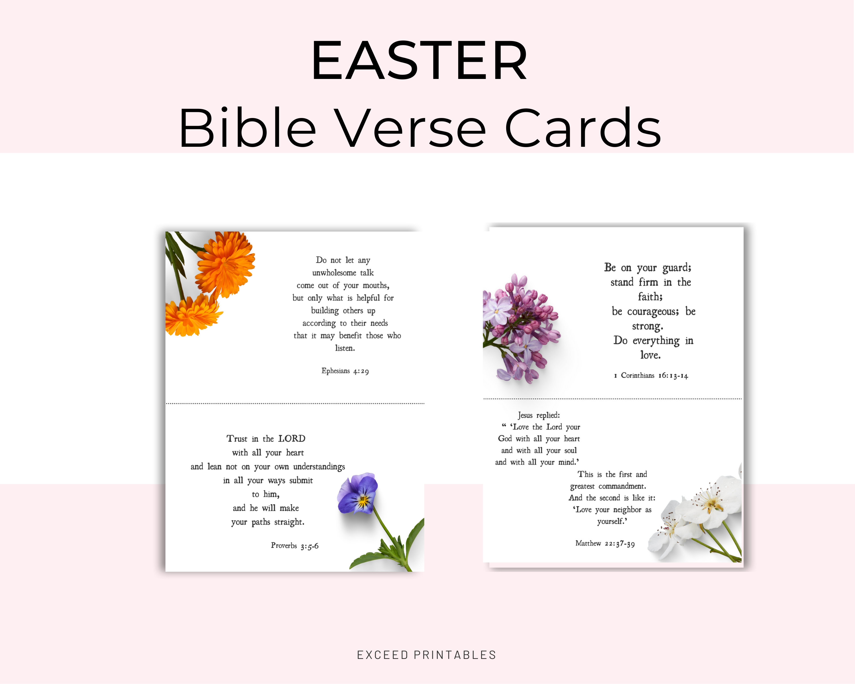 Printable Easter Bible Verse Cards for the Family, Digital Scriptures ...