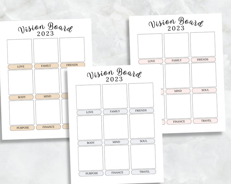 Minimalist 2023 Vision Board Printable, Simple Manifestation Dream ...