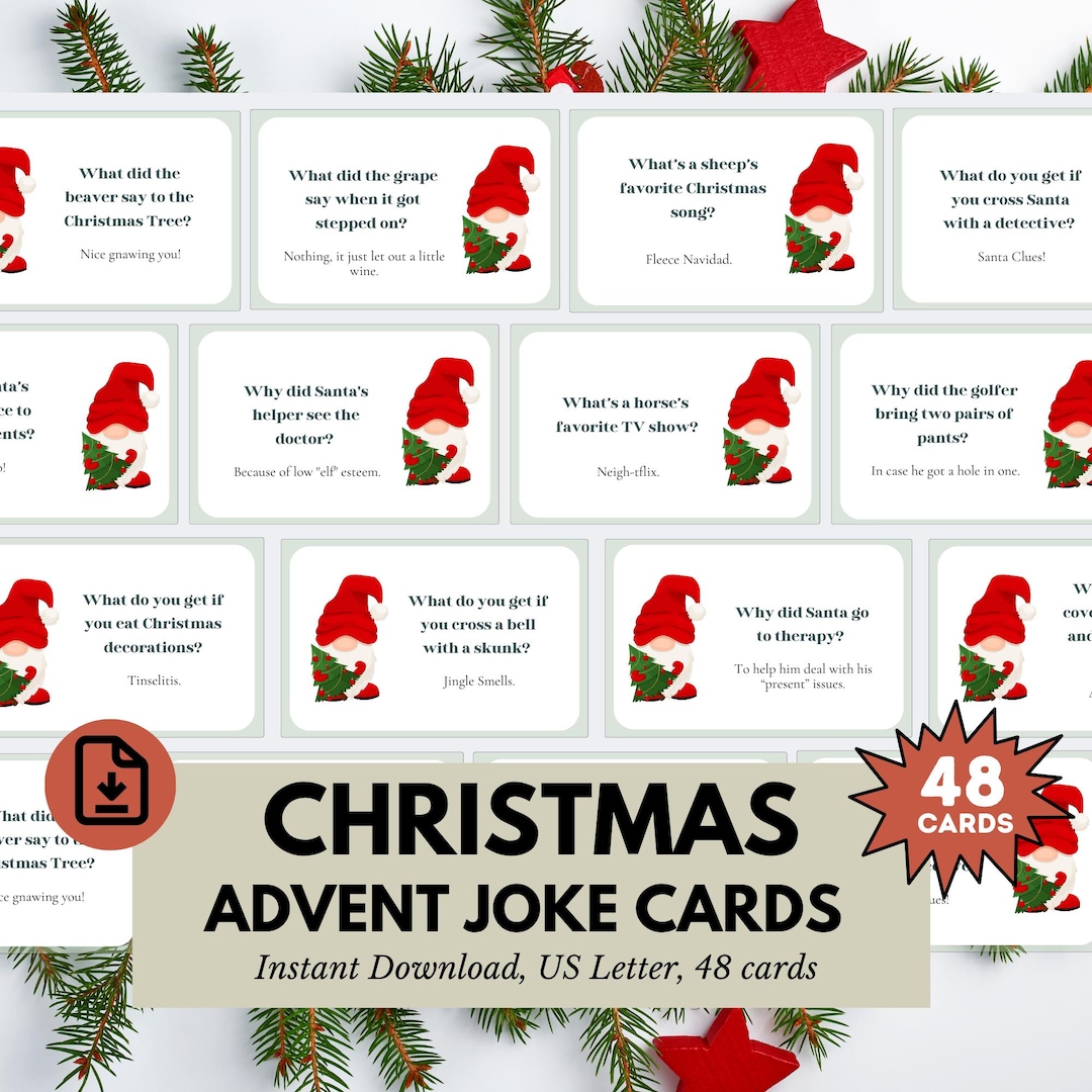 40 Printable Christmas Joke Cards, Christmas Jokes Advent Calendar ...