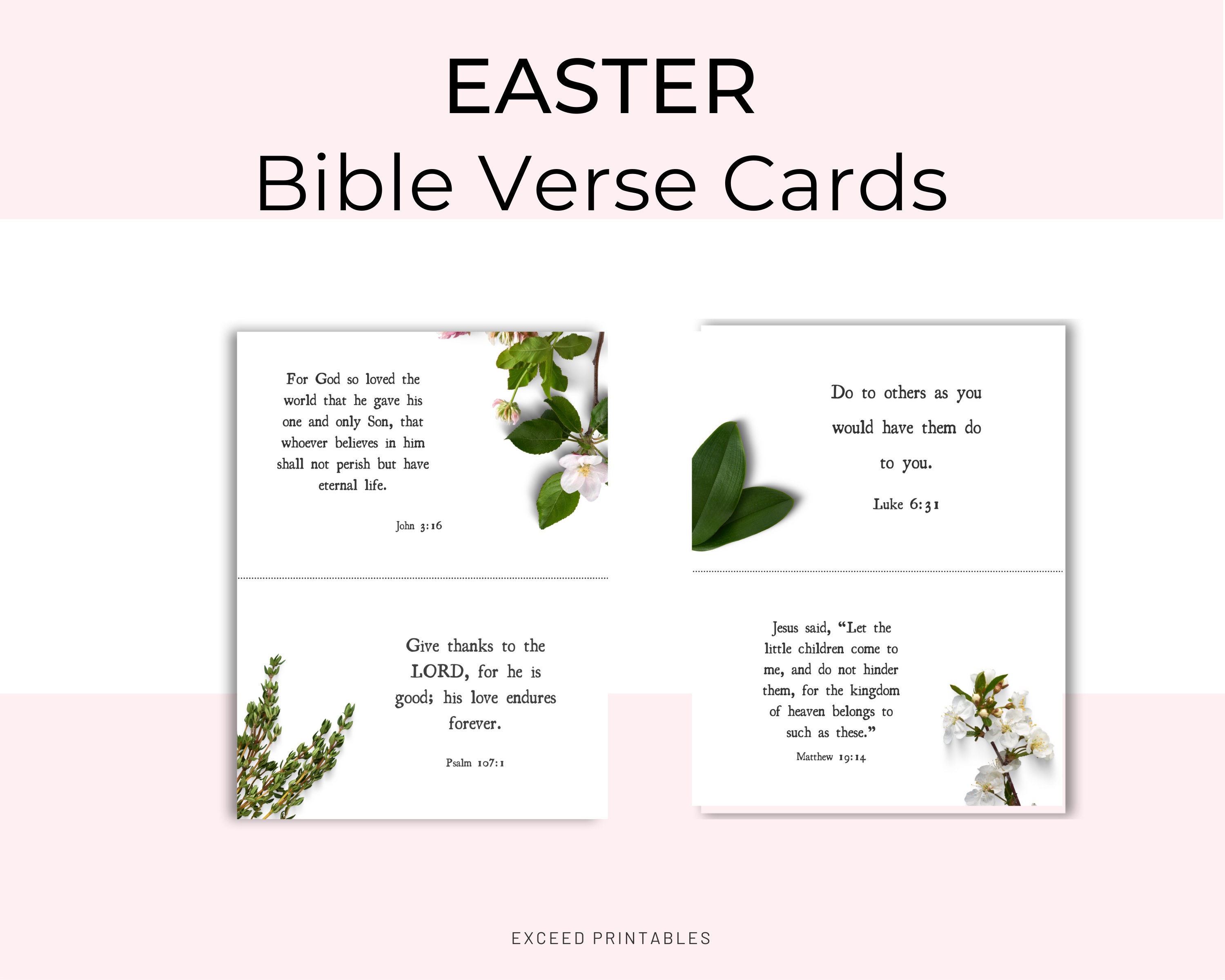 Printable Easter Bible Verse Cards for the Family, Digital Scriptures ...