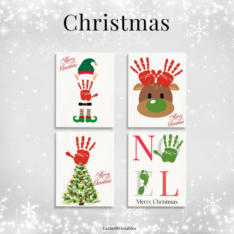 Christmas Handprint Footprint Craft Bundle, Christmas Craft for Toddler ...
